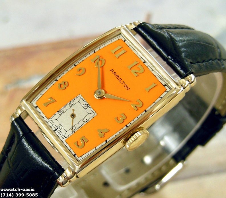 1941 Vintage HAMILTON MYRON Stunning Orange Dial Serviced1 - Etsy