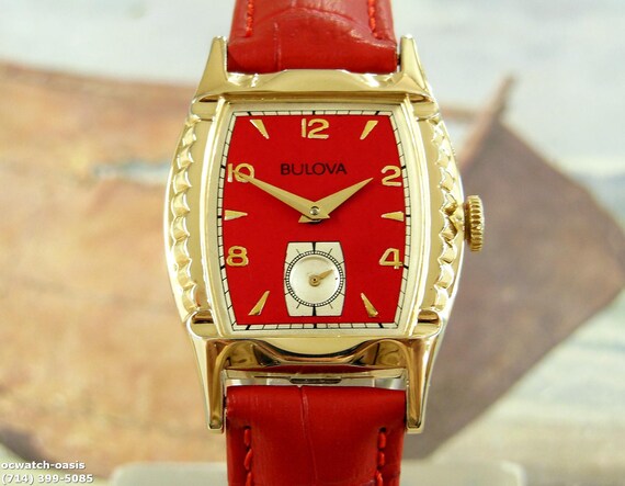 1958 Vintage BULOVA, Stunning RED Dial, Serviced with… - Gem