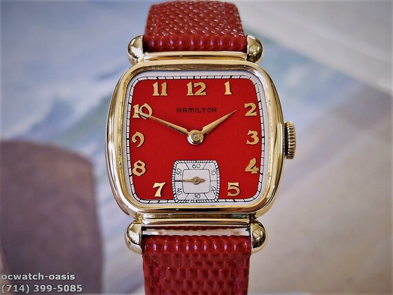 1947 Vintage HAMILTON MARTIN, Stunning RED Dial, Serv… - Gem