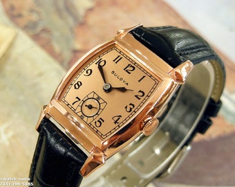 1940's Vintage BULOVA, Rose Gold Plated, Stunning Salmon Dial, Serviced ...
