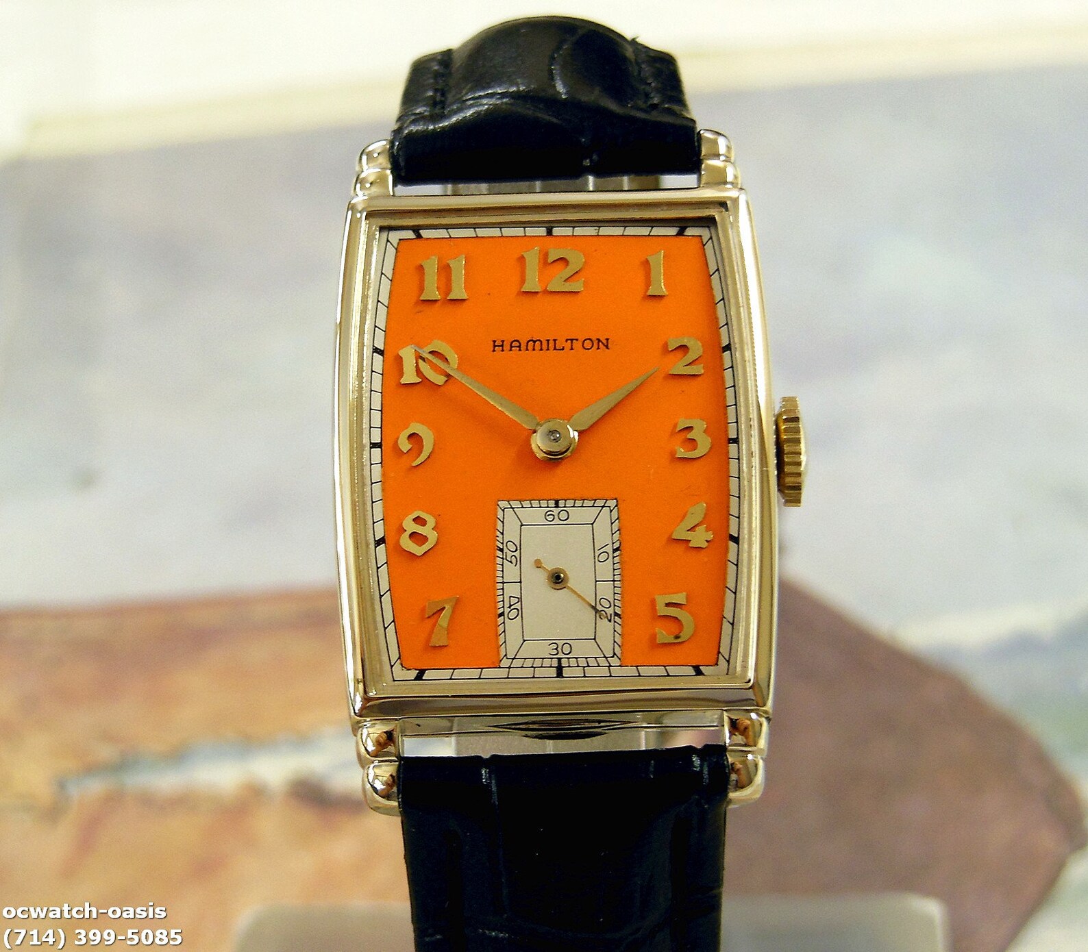 1941 Vintage HAMILTON MYRON Stunning Orange Dial Serviced1 - Etsy