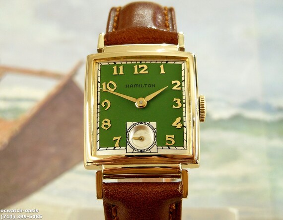 Vintage 1946 HAMILTON ROSS, Stunning Olive Green Dial… - Gem