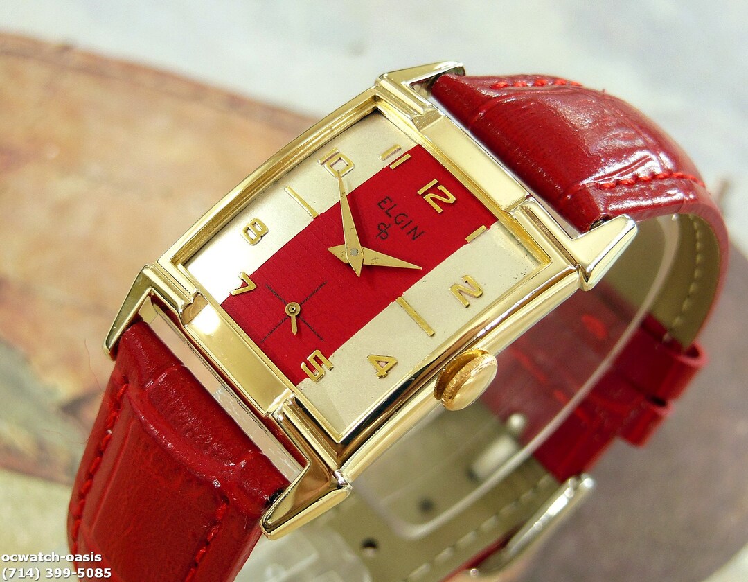 1950's Vintage ELGIN, Stunning Silver & Red Dial, Serviced - Etsy