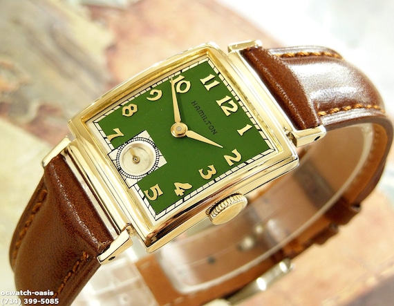 Vintage 1946 HAMILTON ROSS, Stunning Olive Green Dial… - Gem