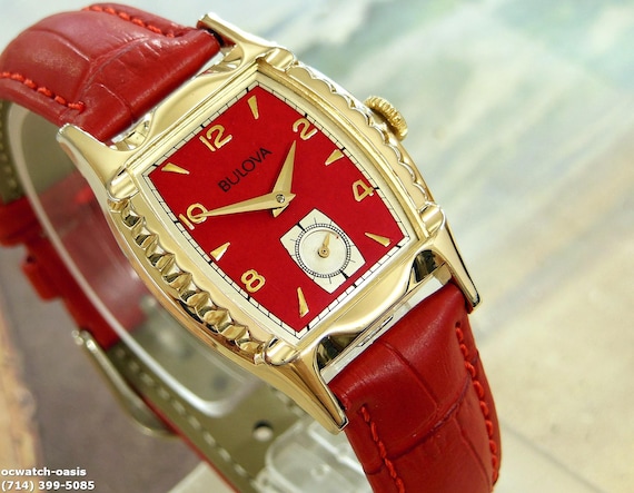 1958 Vintage BULOVA, Stunning RED Dial, Serviced with… - Gem