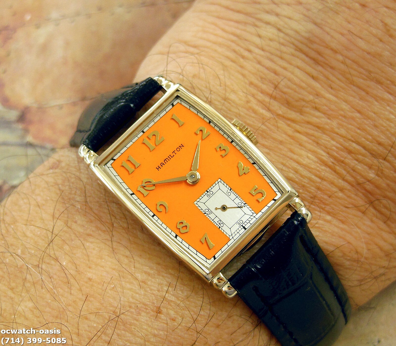 1941 Vintage HAMILTON MYRON Stunning Orange Dial Serviced1 - Etsy