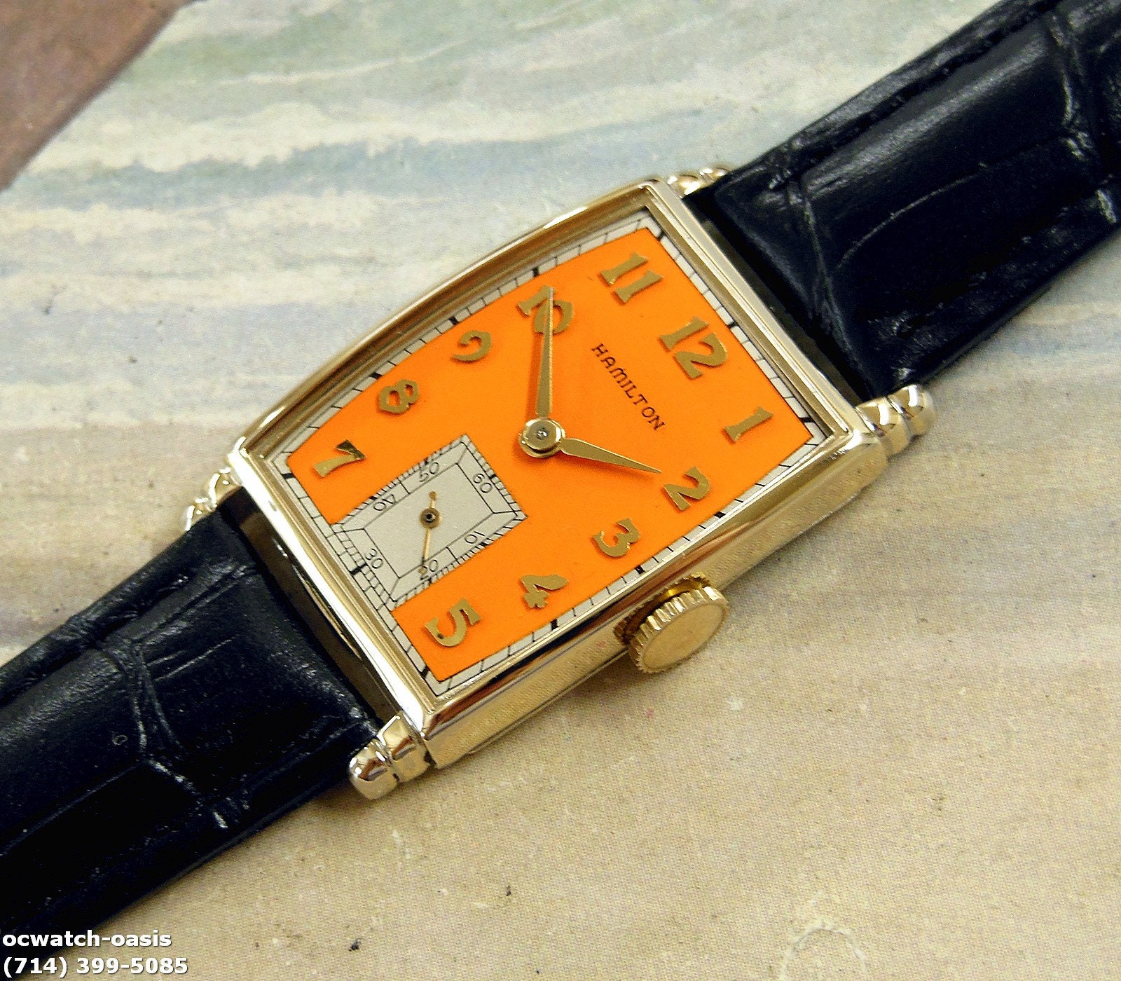 1941 Vintage HAMILTON MYRON Stunning Orange Dial Serviced1 - Etsy