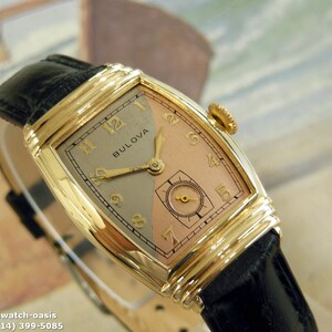 1940's Vintage BULOVA, Fancy Hooded Lugs, Stunning Gray & Salmon Dial ...