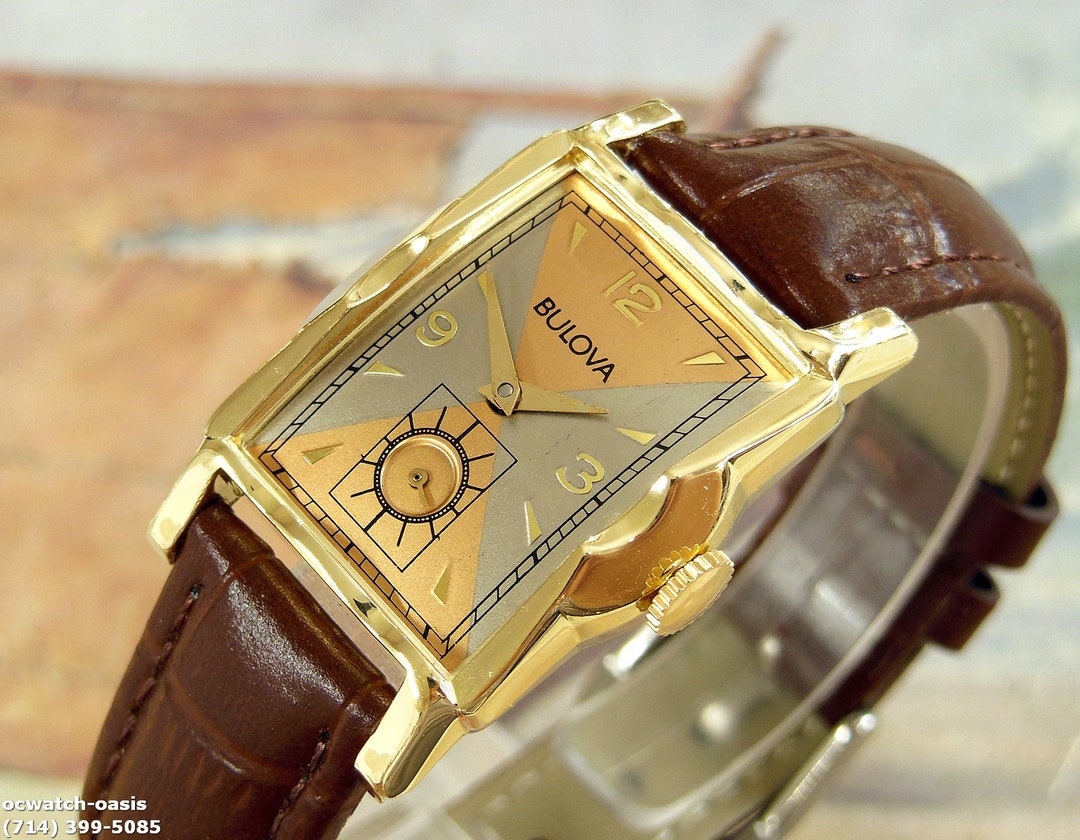 1958 Vintage BULOVA President, Stunning 2 Tone Salmon & Gray Dial ...