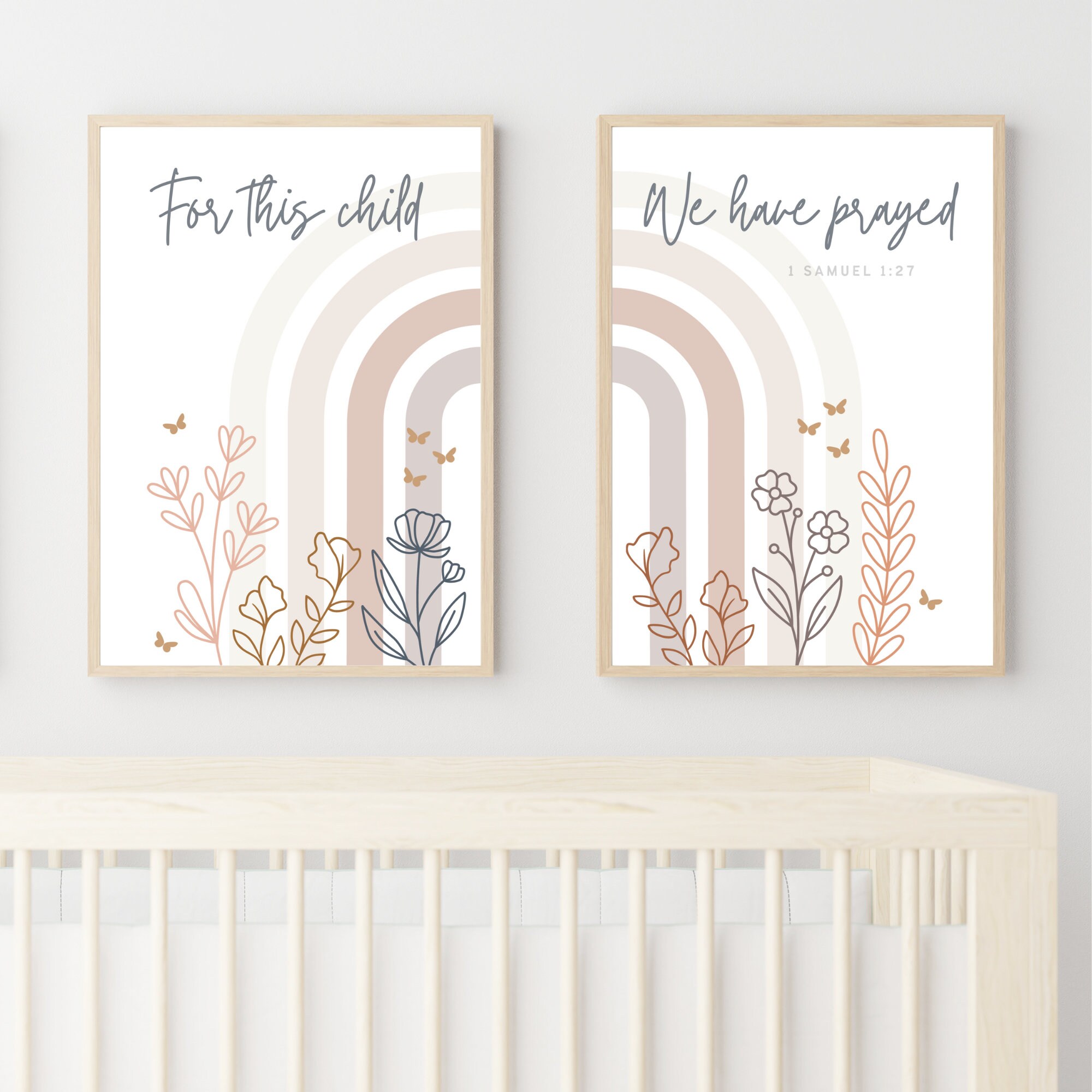 Boho Rainbow Nursery for This Child We Have Prayed Baby Girl Wall Art 1 ...