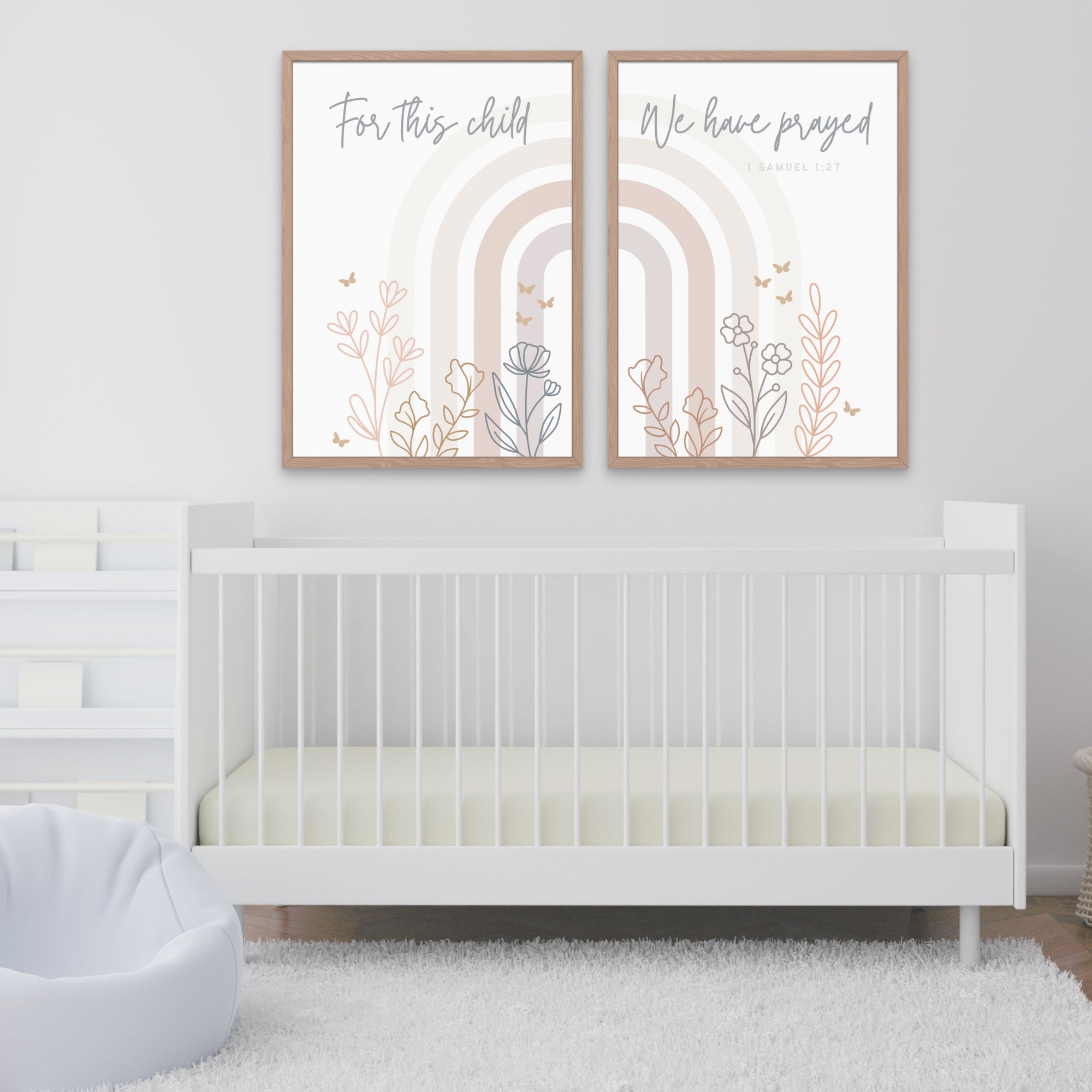 Boho Rainbow Nursery | for This Child We Have Prayed | Baby Girl Wall ...