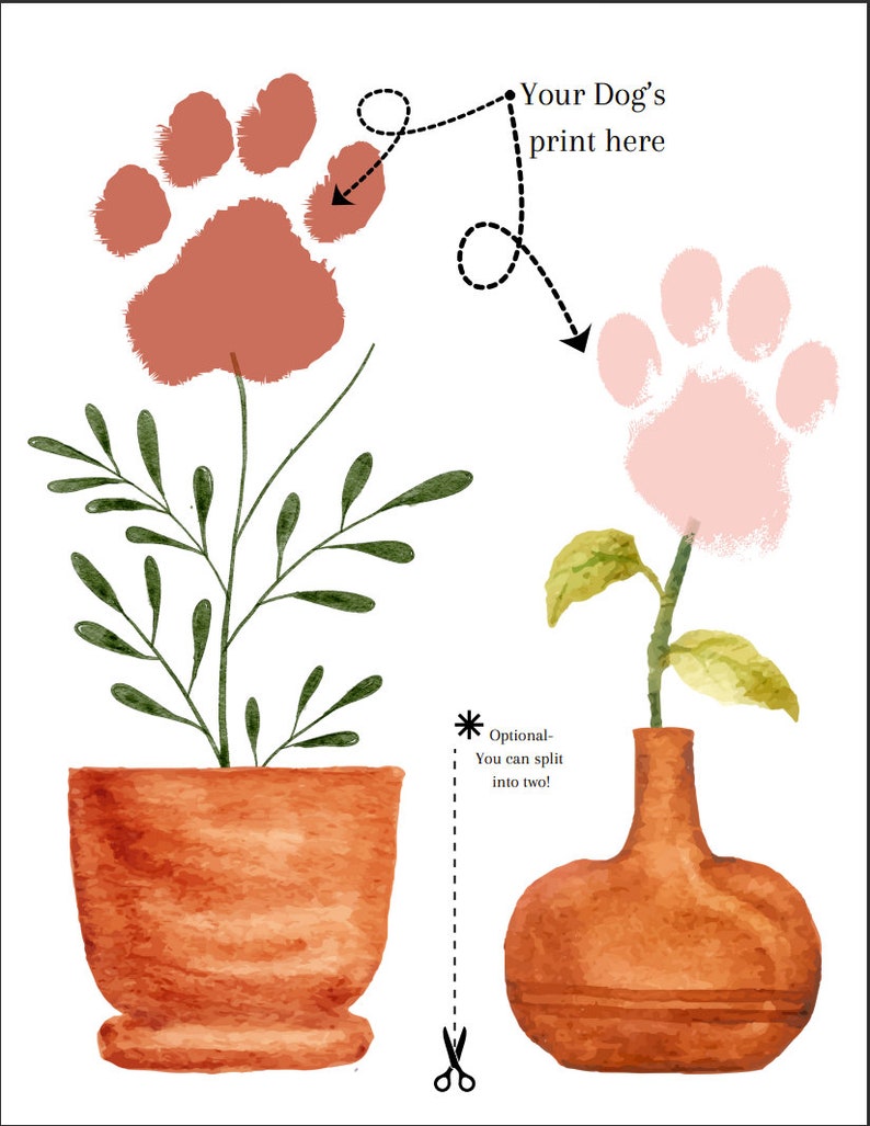 Paw Print Art- Floral Plants - Etsy