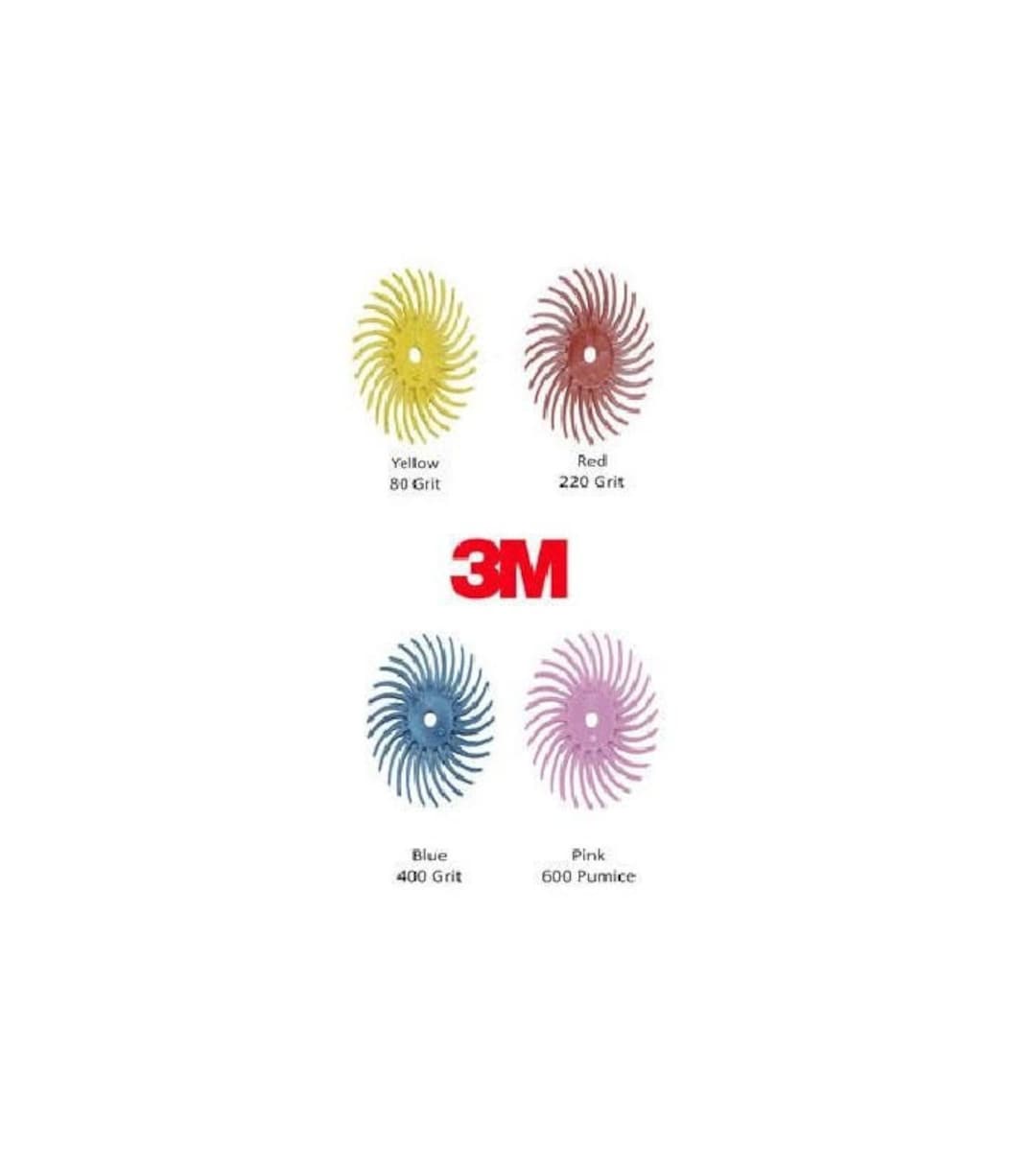3M Radial Bristle Disc Brush 3/4" Yellow Red Blue Pink (pumice) for ...