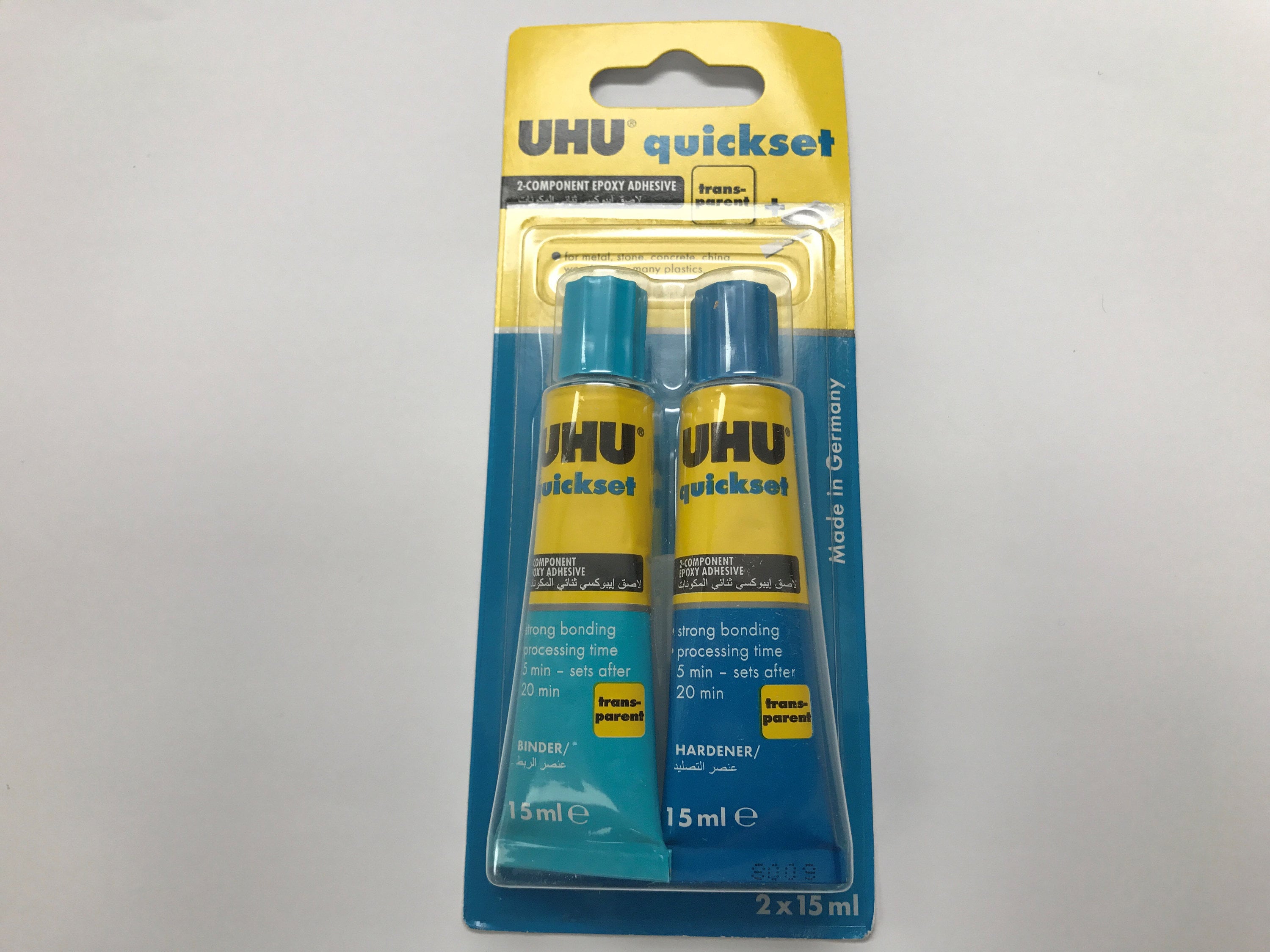 UHU QUICKSET EPOXY Resin Glue 5 Minutes Water Clear Super Strong Made ...