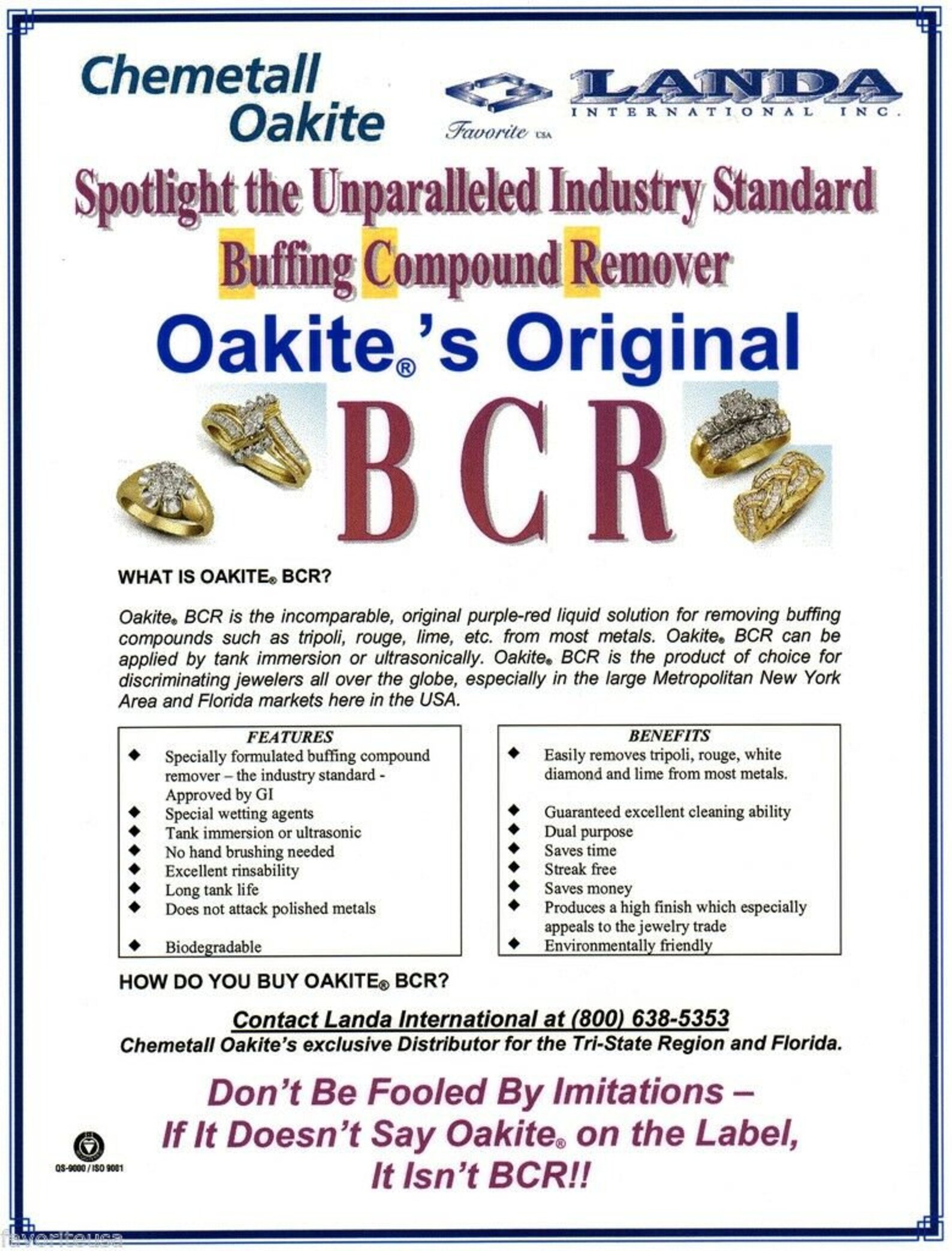 BCR OAKITE Ultrasonic Cleaning Liquid Solution Compound Remover 1 Pint ...