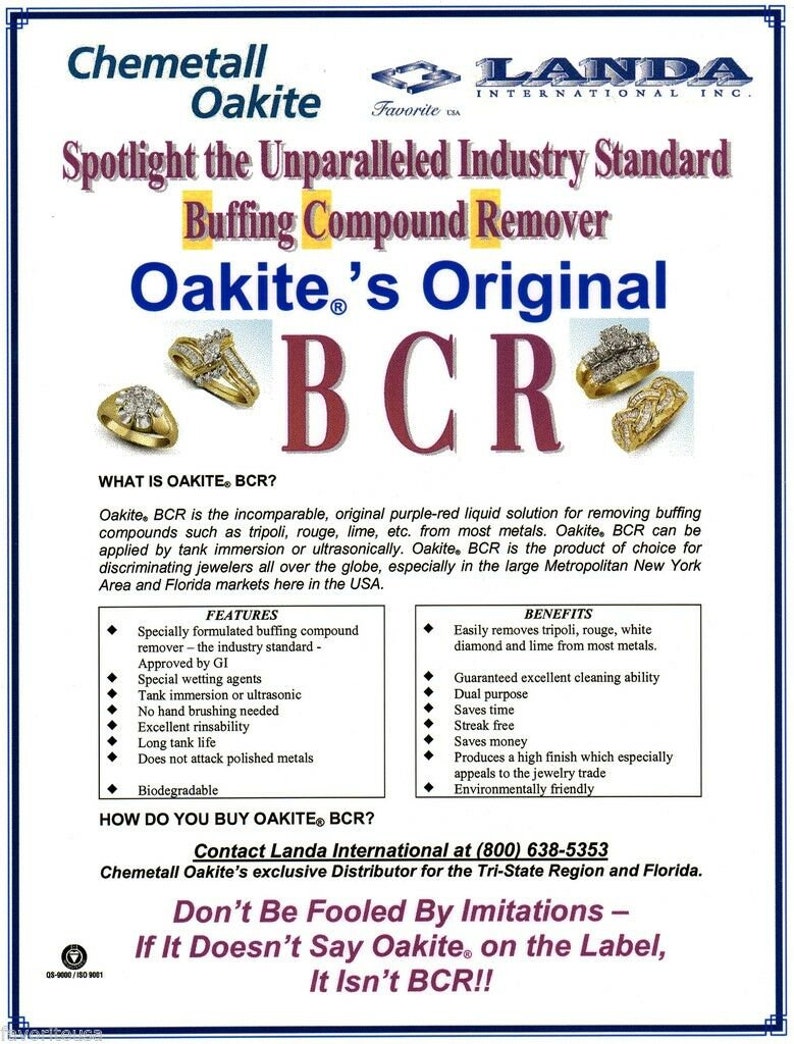 BCR OAKITE Ultrasonic Cleaning Liquid Solution Compound Remover 1 Pint ...