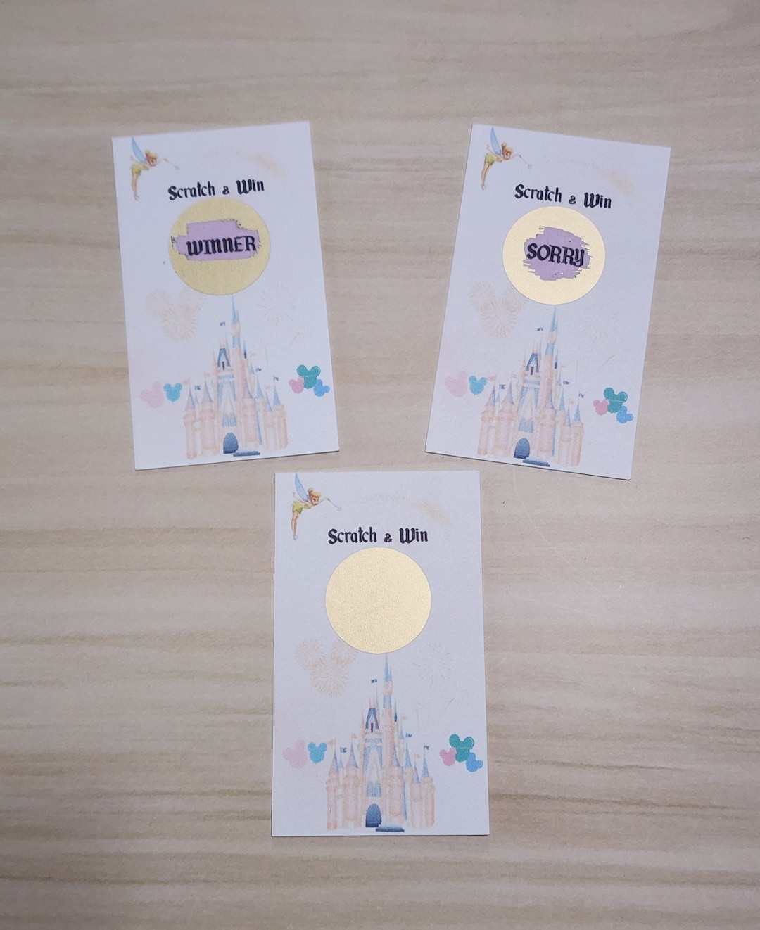 PRINTED 24 Piece Disney Theme Scratch off Card Game, Disneyland Theme ...