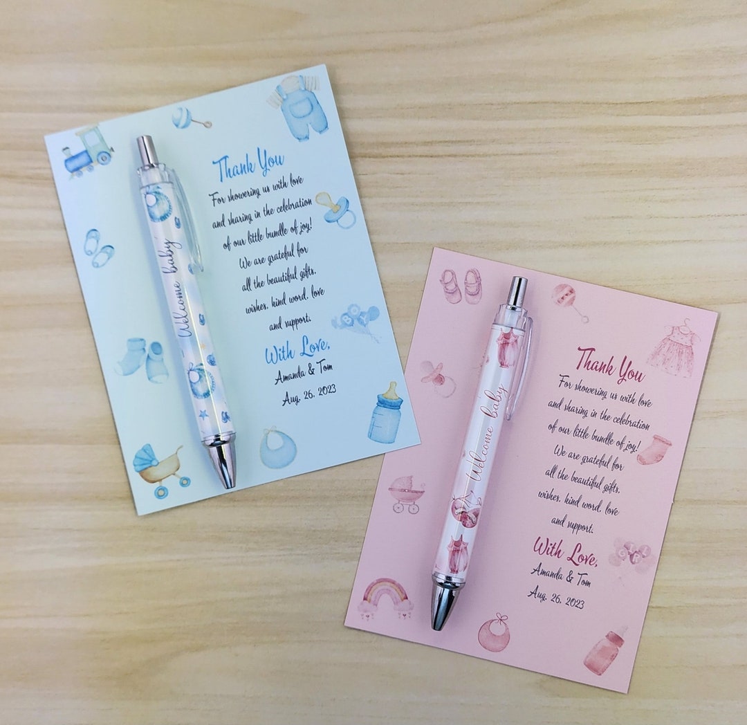 12 Pc (dozen) Baby Shower Thank You Favors With Pen, Baby Pen Favors ...