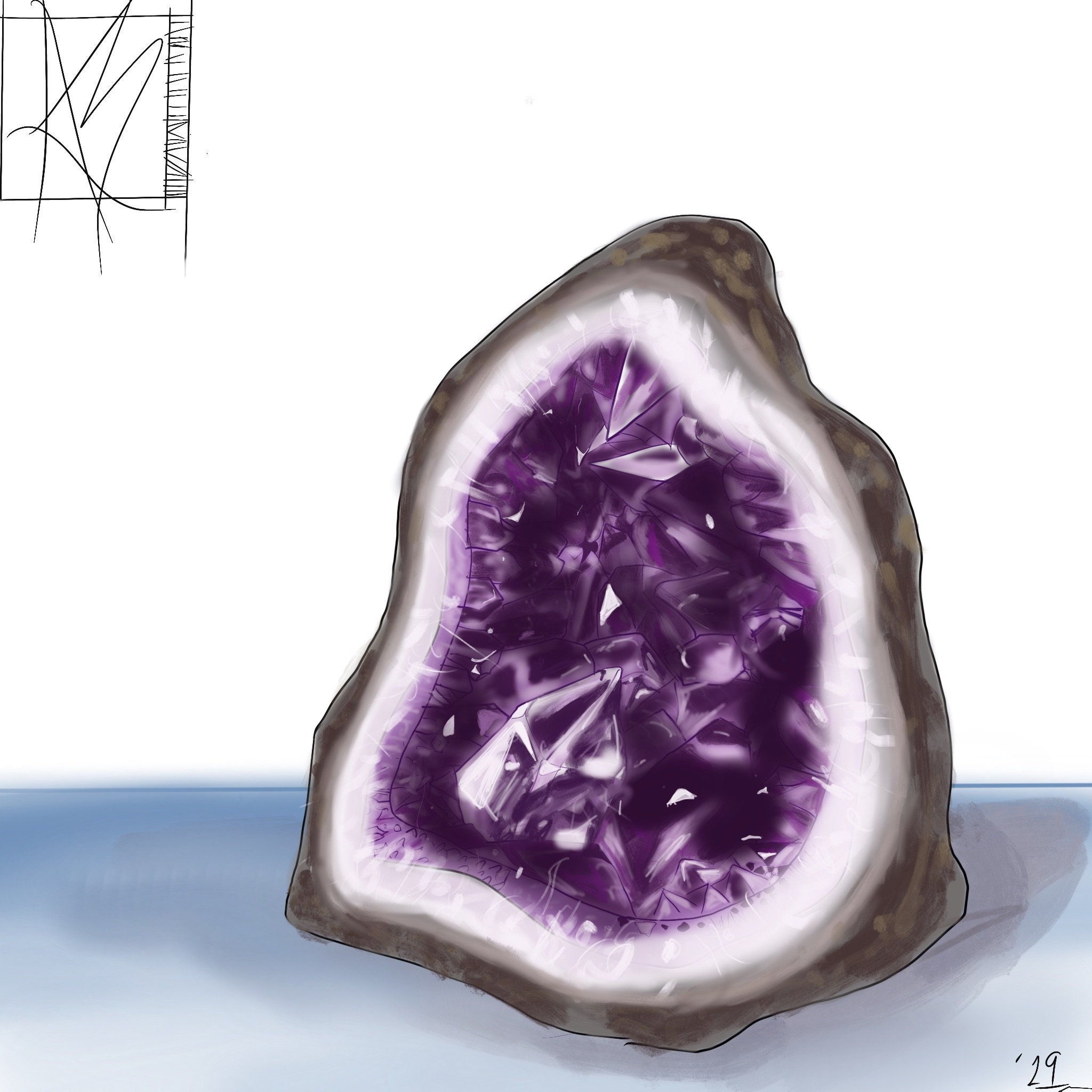 Amethyst Geode Mini Digital Art Print Witch Art Crystal Collector Art ...