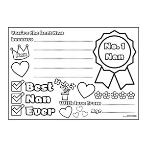 Mother's Day Best Nan Colouring Page A4 Printable Instant Download - Etsy