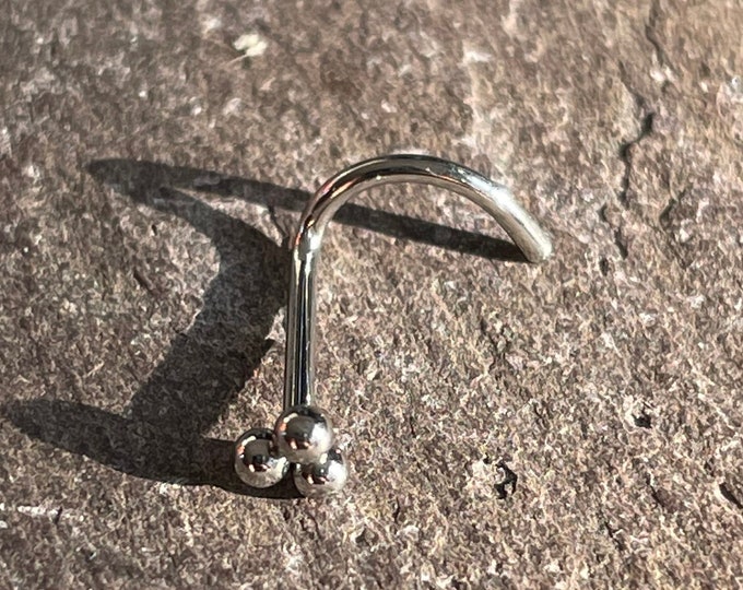 Implant Grade Titanium Hypoallergenic Triple Ball Trinity Nose Stud ...