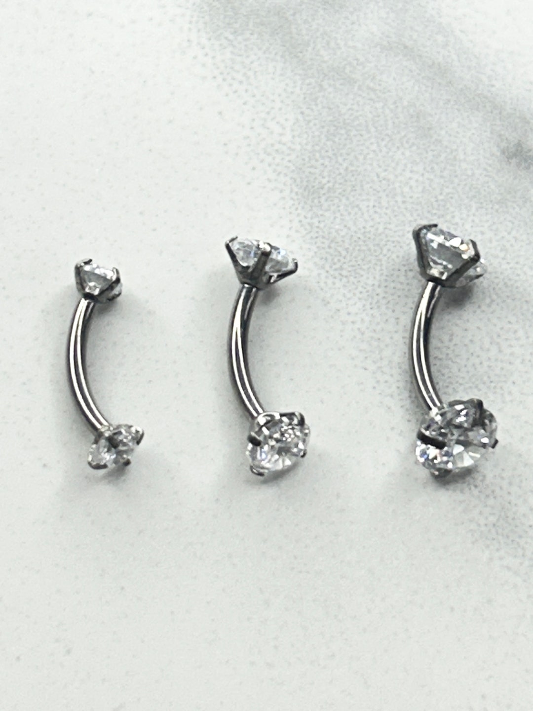 Gem Crystal Eyebrow Daith Rook Cartilage Curve Barbell Stud Internally ...