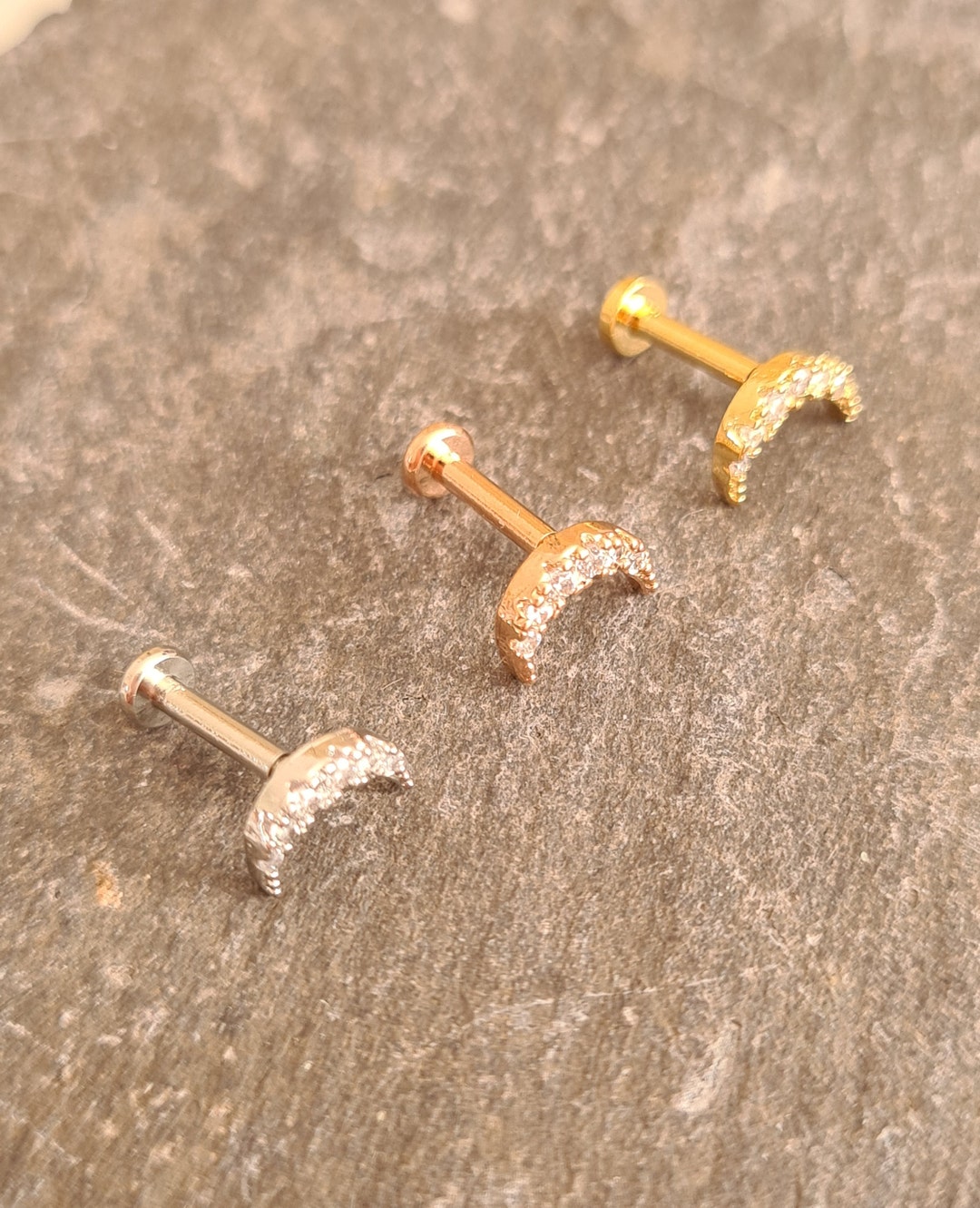 Gem Moon Tragus Conch Helix Tragus Cartilage Bar Earring Stud 16g ...
