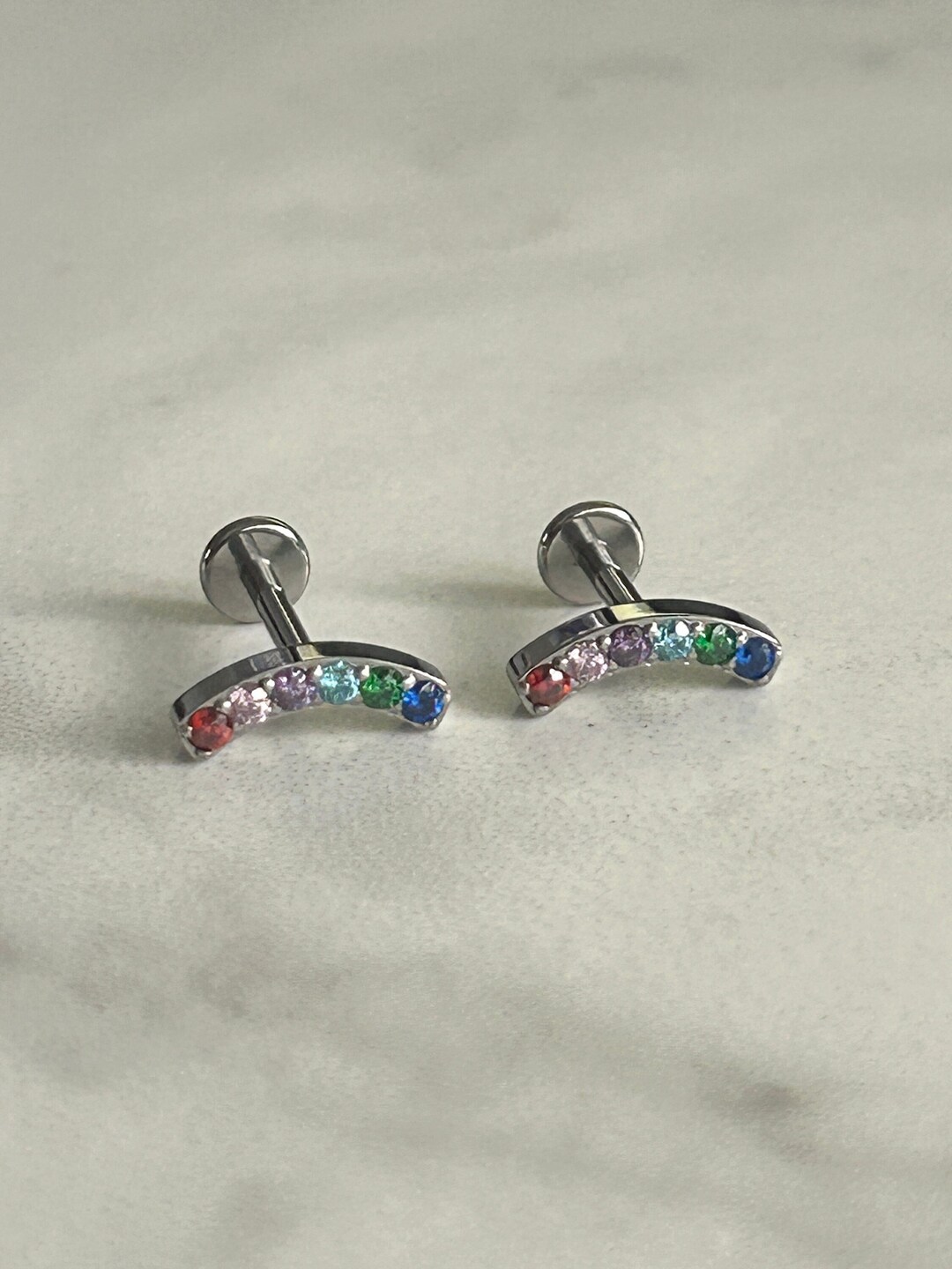 Gem Curved Tragus Helix Conch Piercing Bar Stud Internally Thread ...