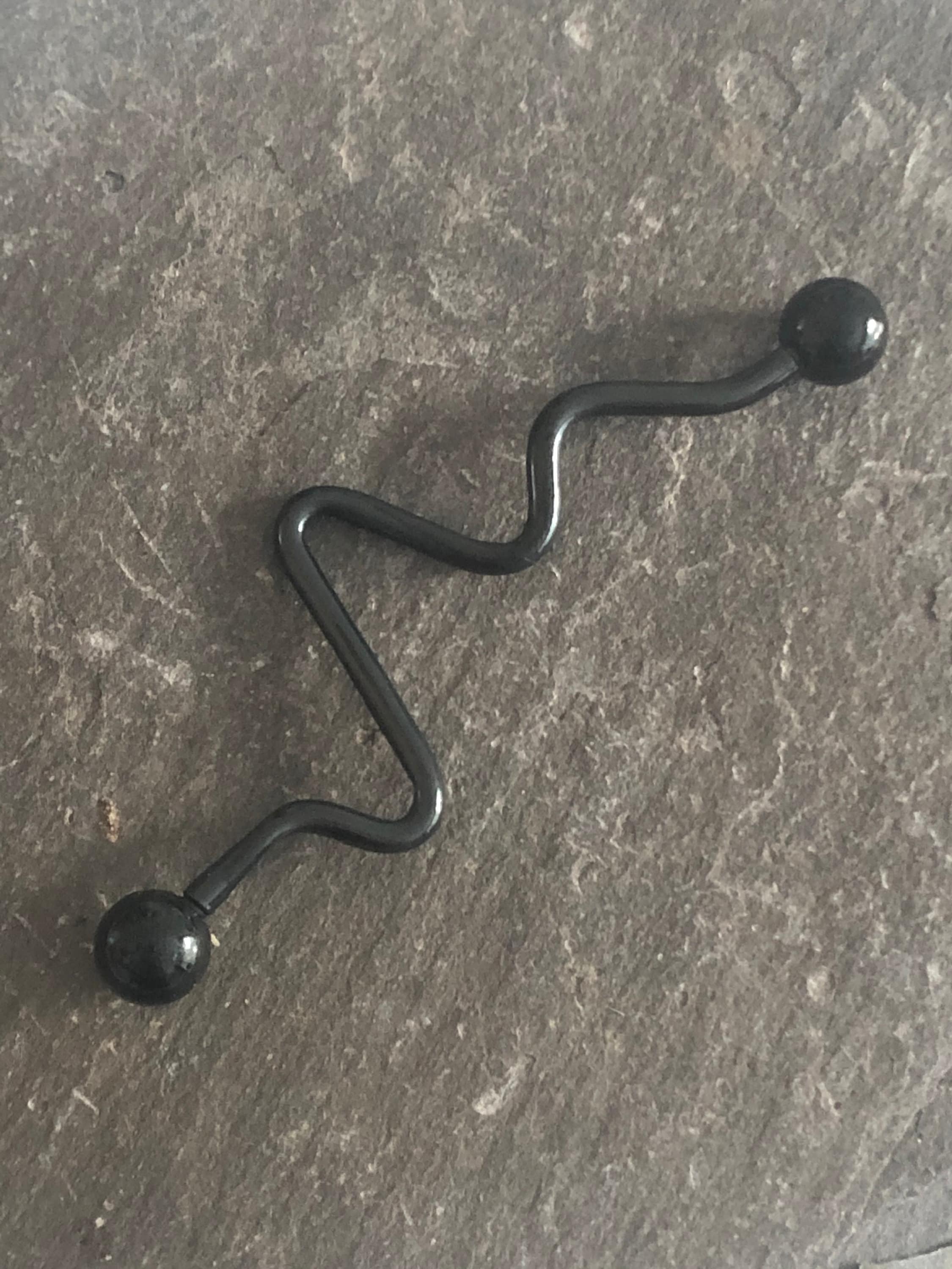 14g Scaffold Industrial Piercing Bar Colour Funky Wavy Heartbeat Design ...