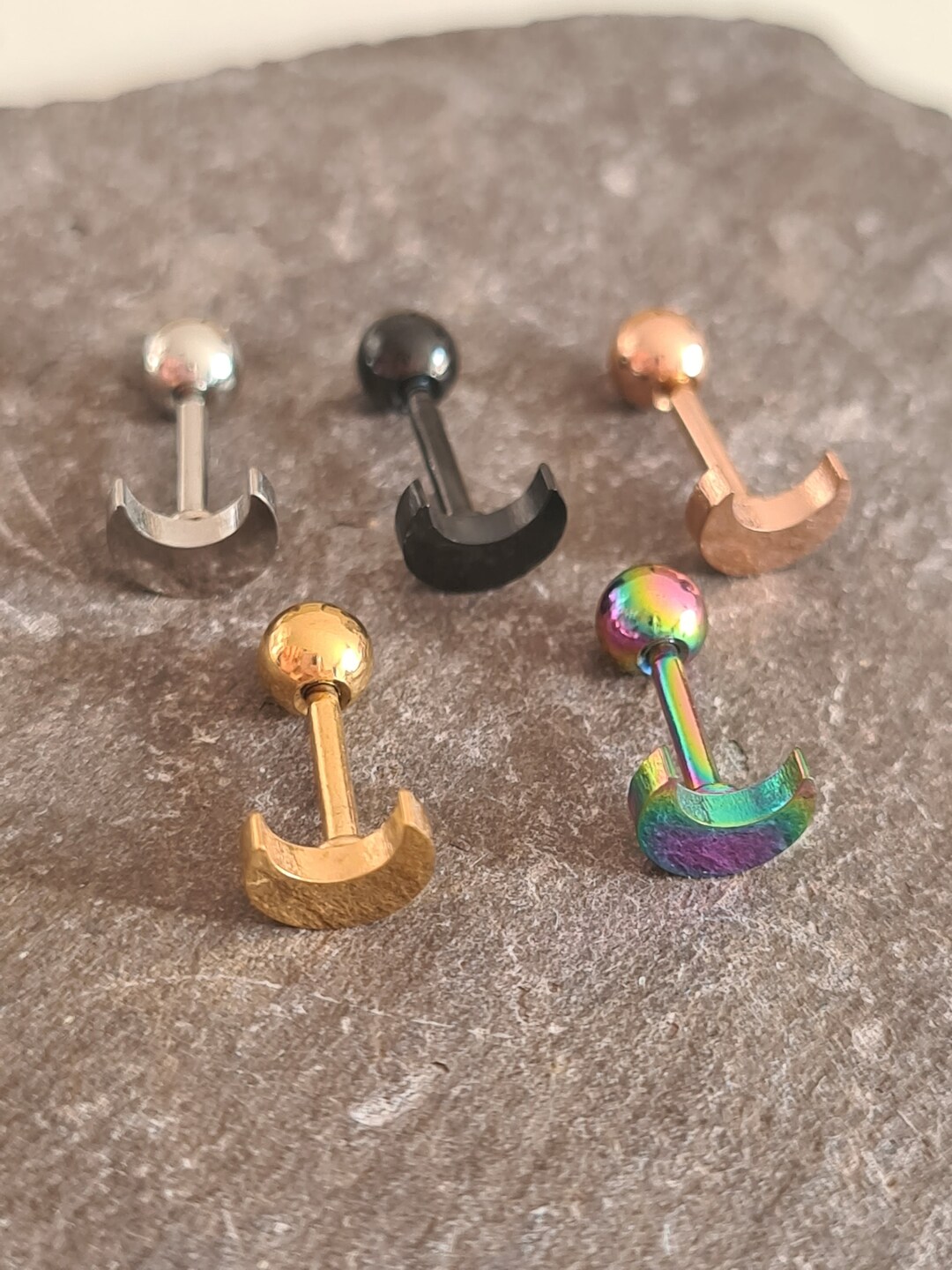 16g Steel Moon Crescent Tragus Conch Helix Cartilage Stud - Etsy