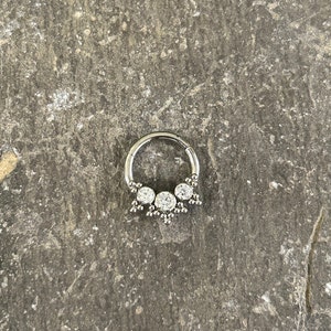 Gem Cluster Hinged Septum Clicker Nose Daith Hoop Ring 16g ...