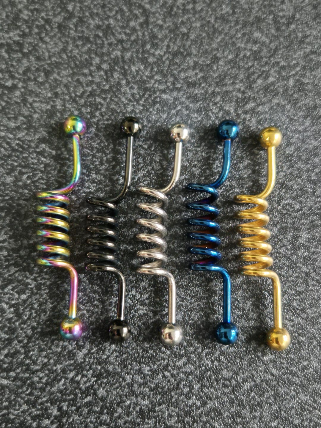 14g Scaffold Industrial Piercing Bar Colour Funky Spring Spiral Design ...