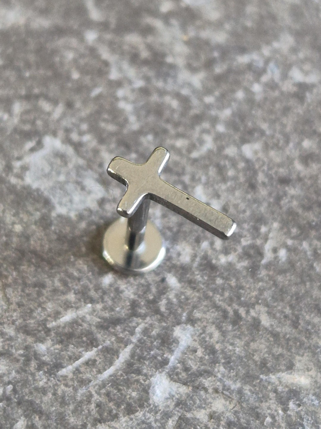 Cross Crucifix Titanium Flat Back Stud Internally Thread Helix Tragus ...