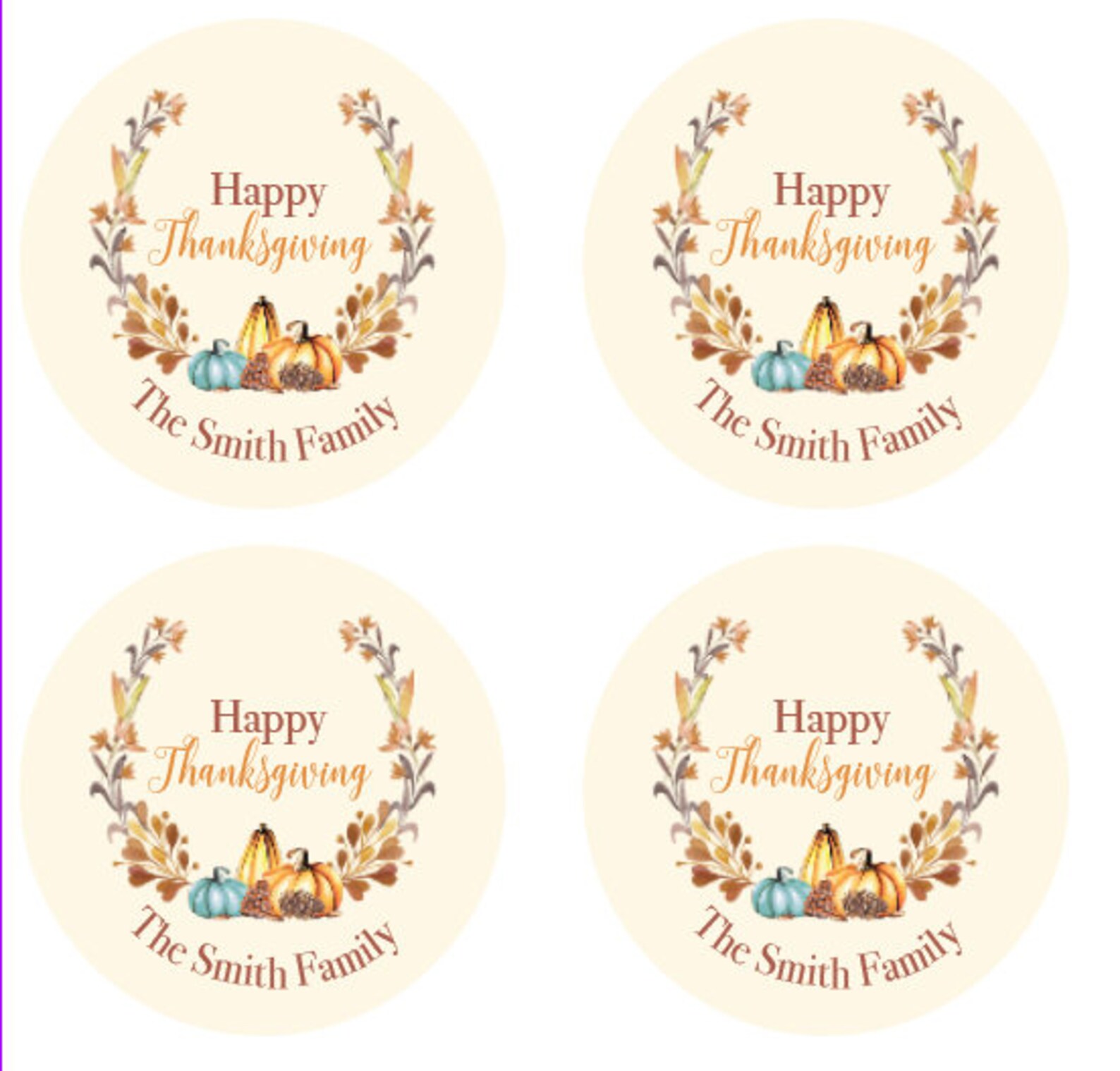 Printable Thanksgiving Treat Gift Tags, Thanksgiving Circle Tags ...