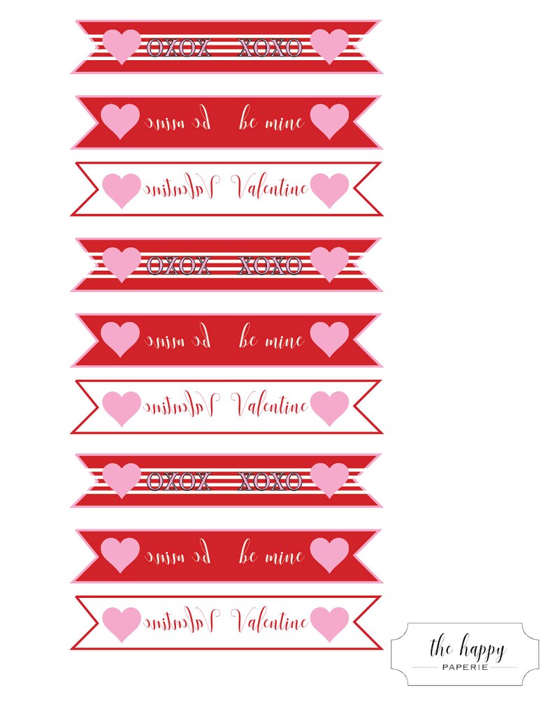 Valentines Day Printables: Cards, Signs, Hearts and Straw Flags - Etsy
