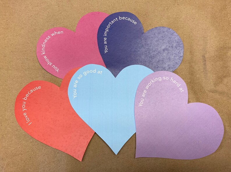 Valentine Heart Notes, Hearts for Kids, Heart Affirmation Notes - Etsy