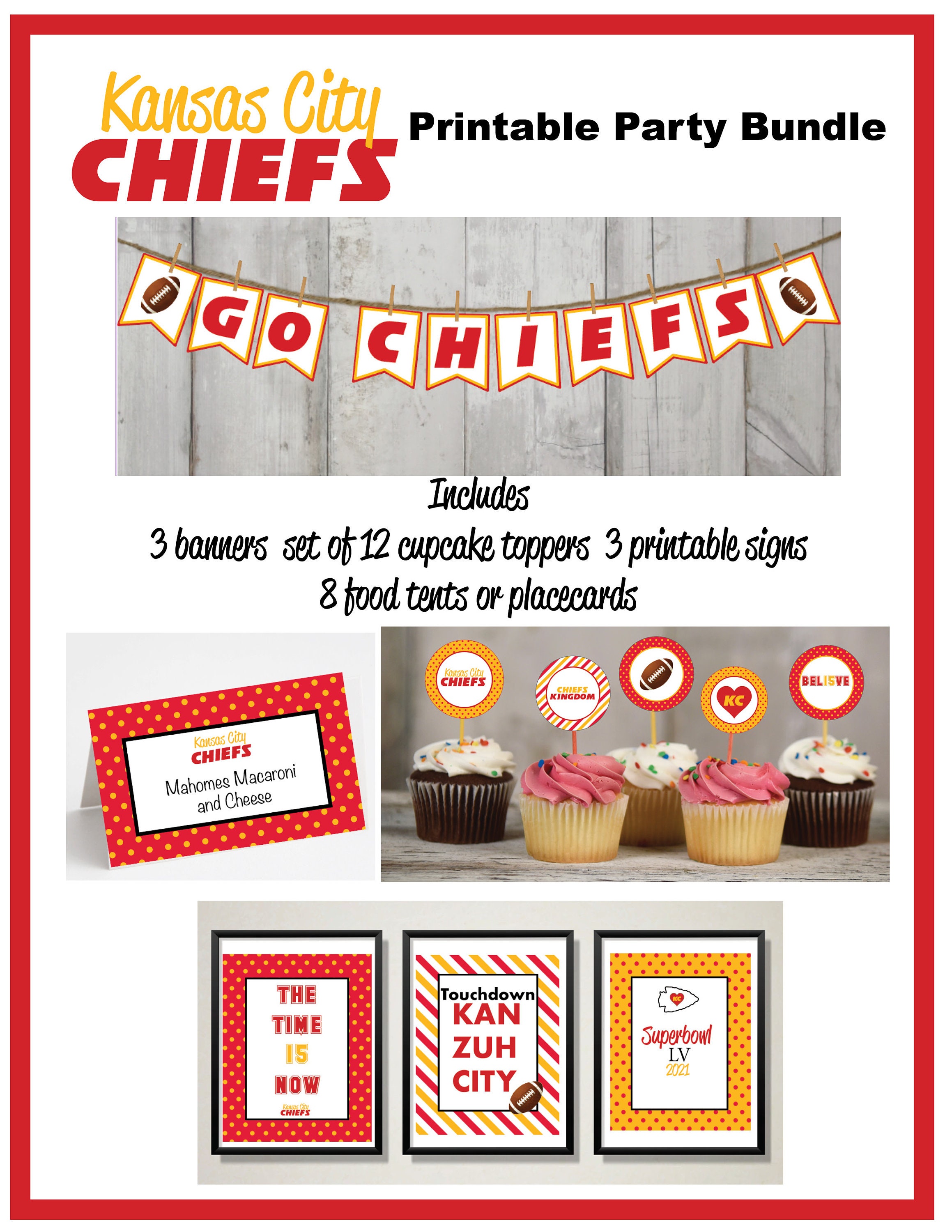 Kansas City Chiefs Printable Party Bundle Updated for Superbowl 2025 - Etsy