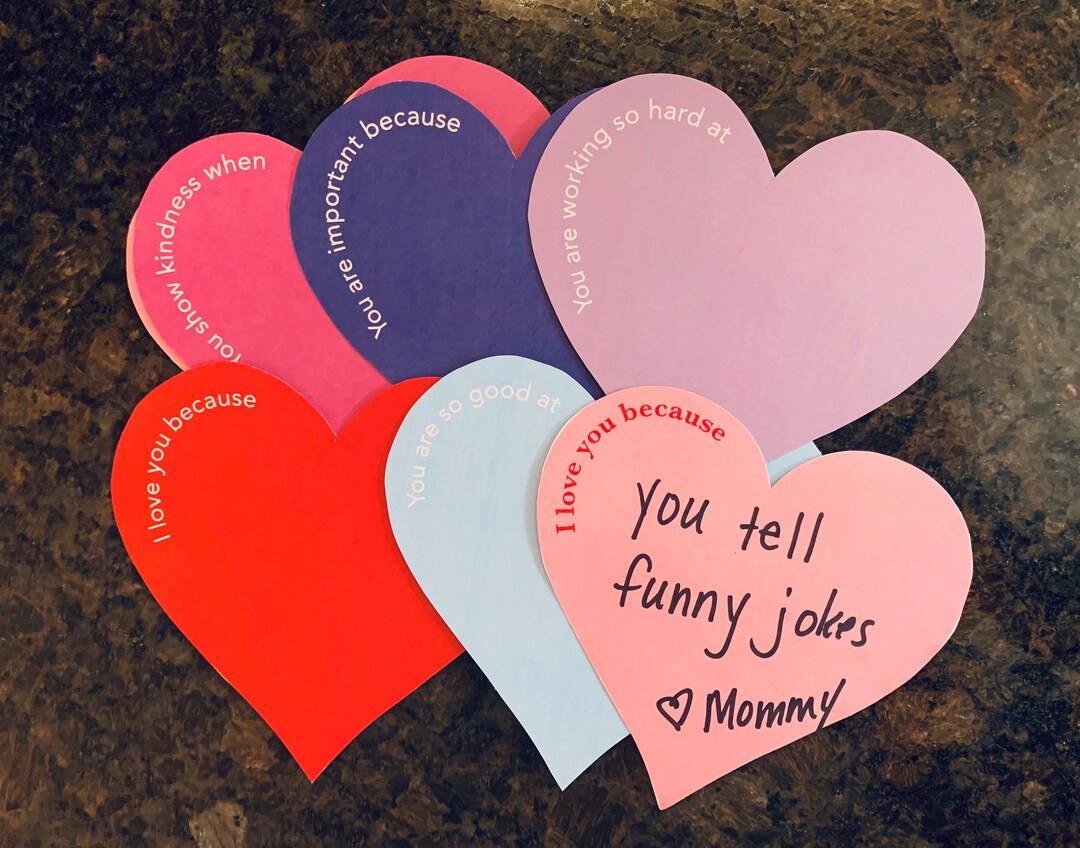 Valentine Heart Notes, Hearts for Kids, Heart Affirmation Notes - Etsy