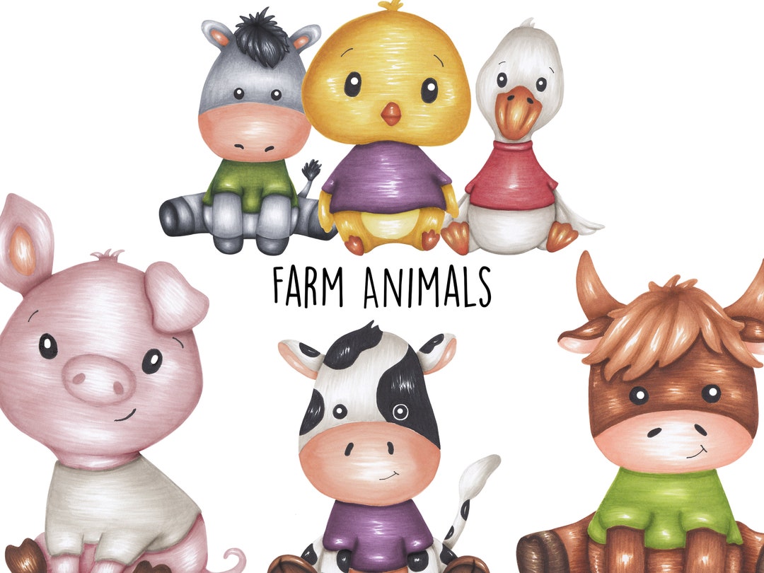 Cute Farm Animals Clipart Woodland Animals Png Nursery - Etsy