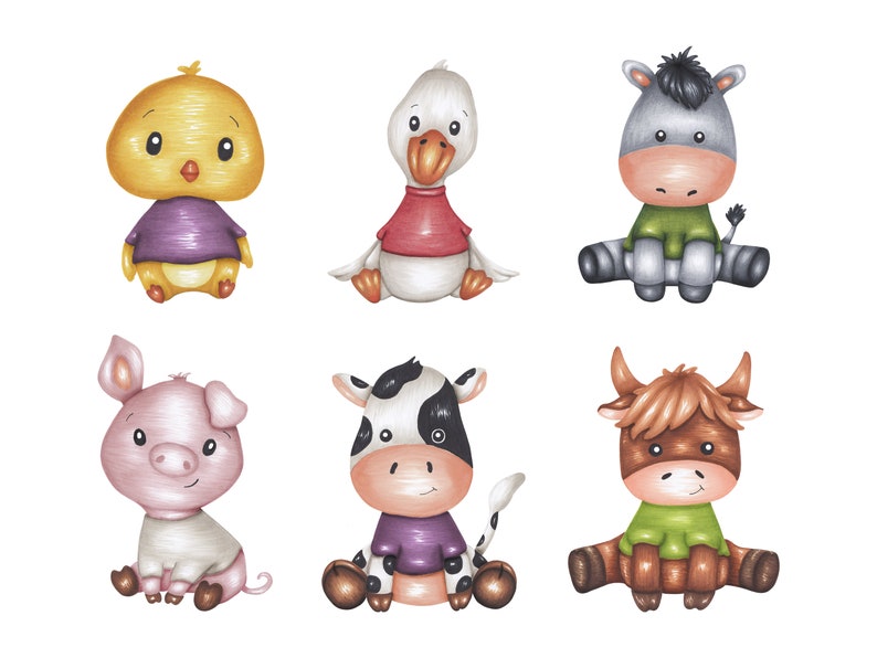 Cute Farm Animals Clipart Woodland Animals Png Nursery - Etsy