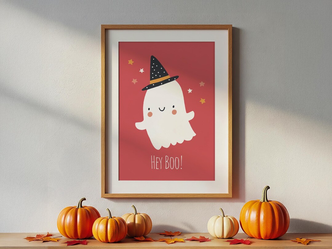 Hey Boo! - Cute Ghost, Pastel Halloween, Poster Print, Wall Art - Etsy