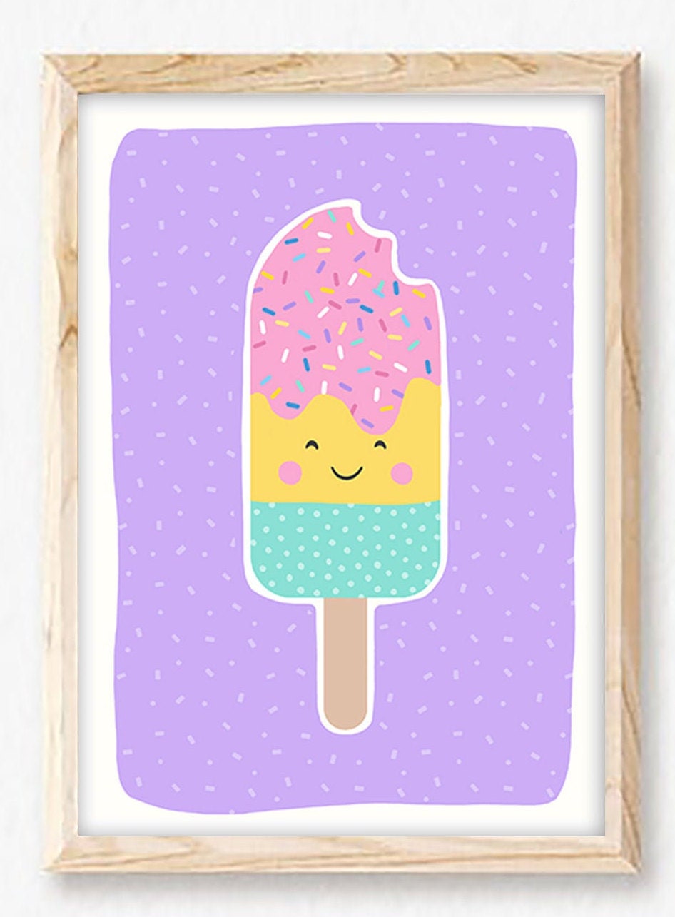 Personalised Ice Cream Print Set Kids Bedroom Playroom | Etsy