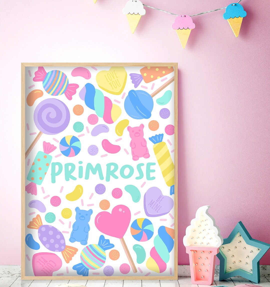 Personalised Sweets Print - Sweeties, Candy, Girls Bedroom Wall Art ...