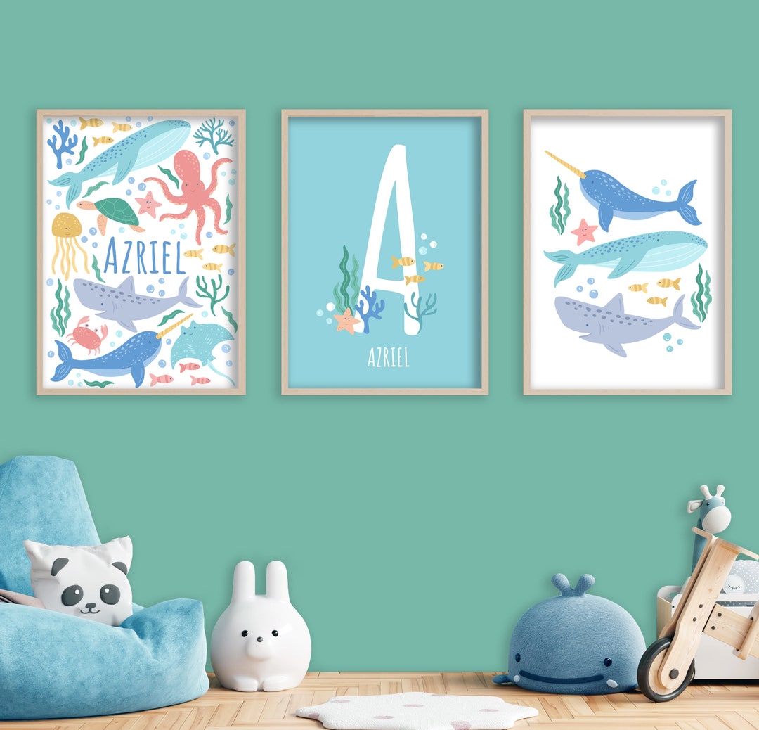 Personalised Under the Sea Print Set: Kids Nursery Wall Art - Etsy