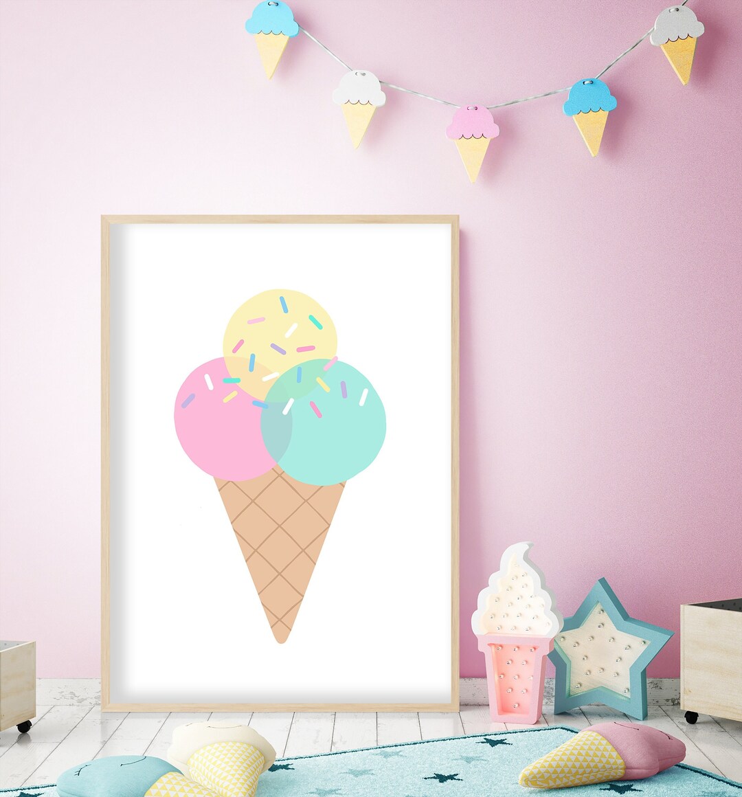 Ice Cream Cone Print: Colorful Nursery Wall Art - Etsy