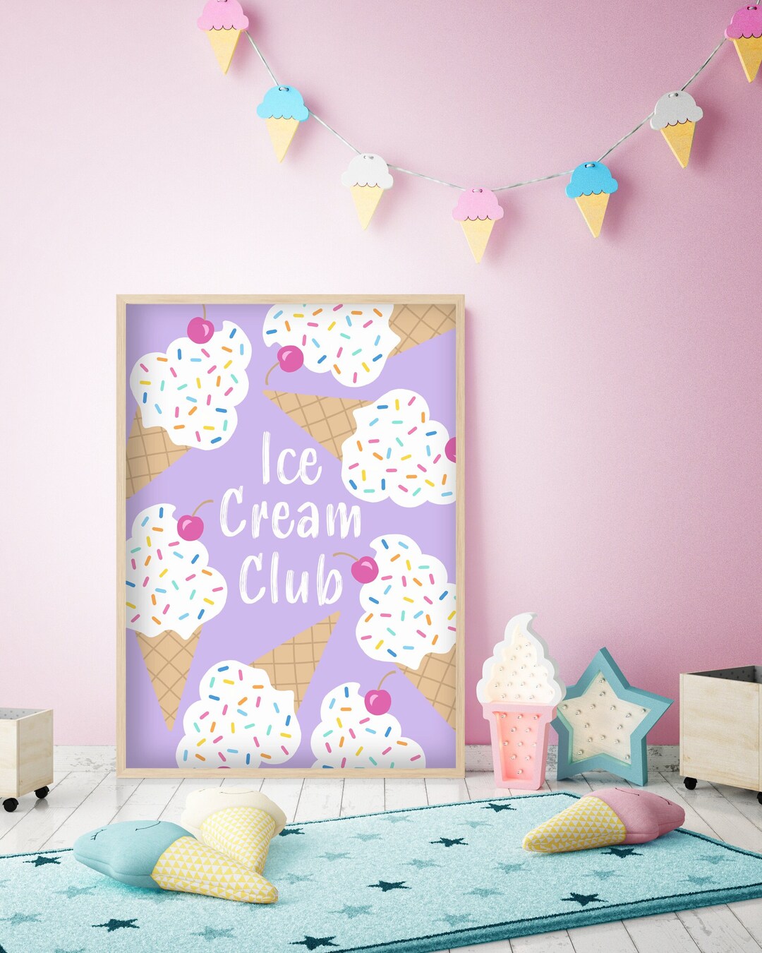 Ice Cream Club - Ice Cream Sprinkles, Girls Bedroom Wall Art, Nursery ...