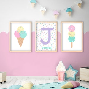 Personalised Ice Cream Sprinkles Print Set - Kids Bedroom Poster ...