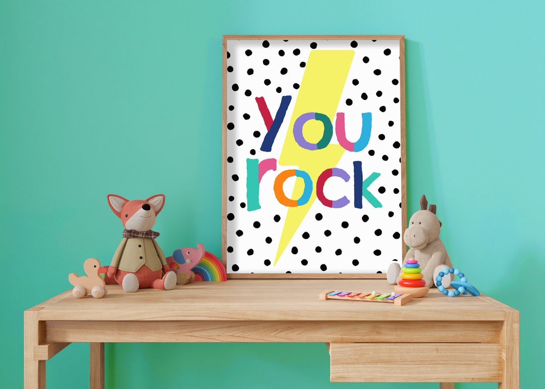 You Rock Lightening Bolt - Kids Bedroom Decor, Children's Poster ...