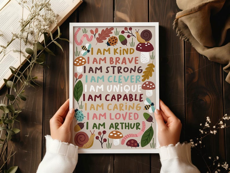 Woodland Affirmation Print: Personalised Nursery Decor - Etsy UK