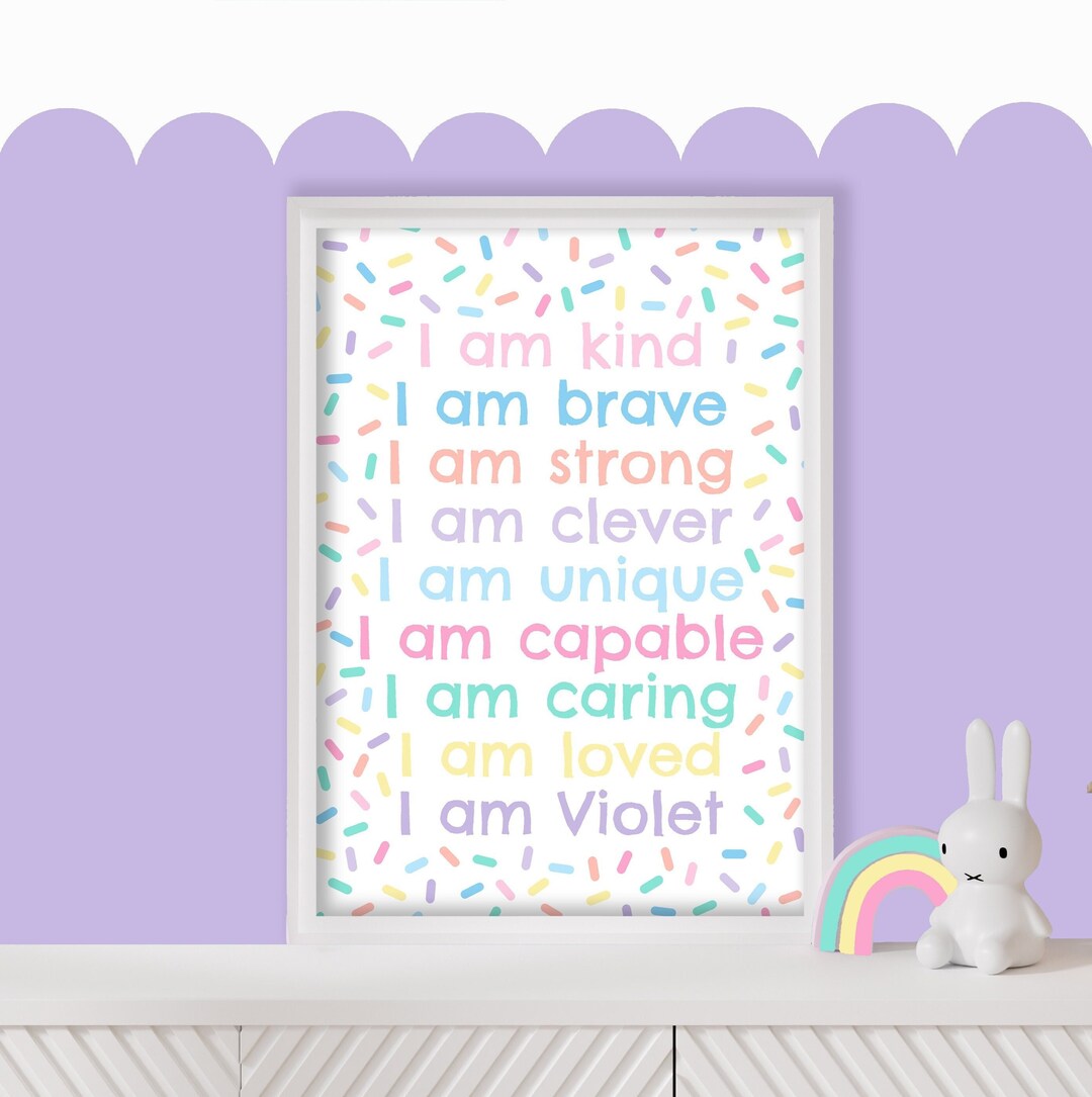 Sprinkles Affirmation Print - Kid's Personalised Bedroom Print, Custom ...